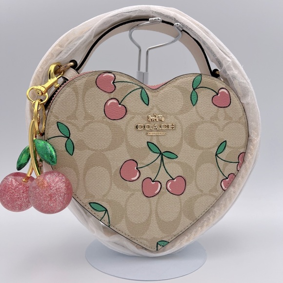 Coach | Bags | Coach Heart Shape Crossbody With Heart Cherry Print ...